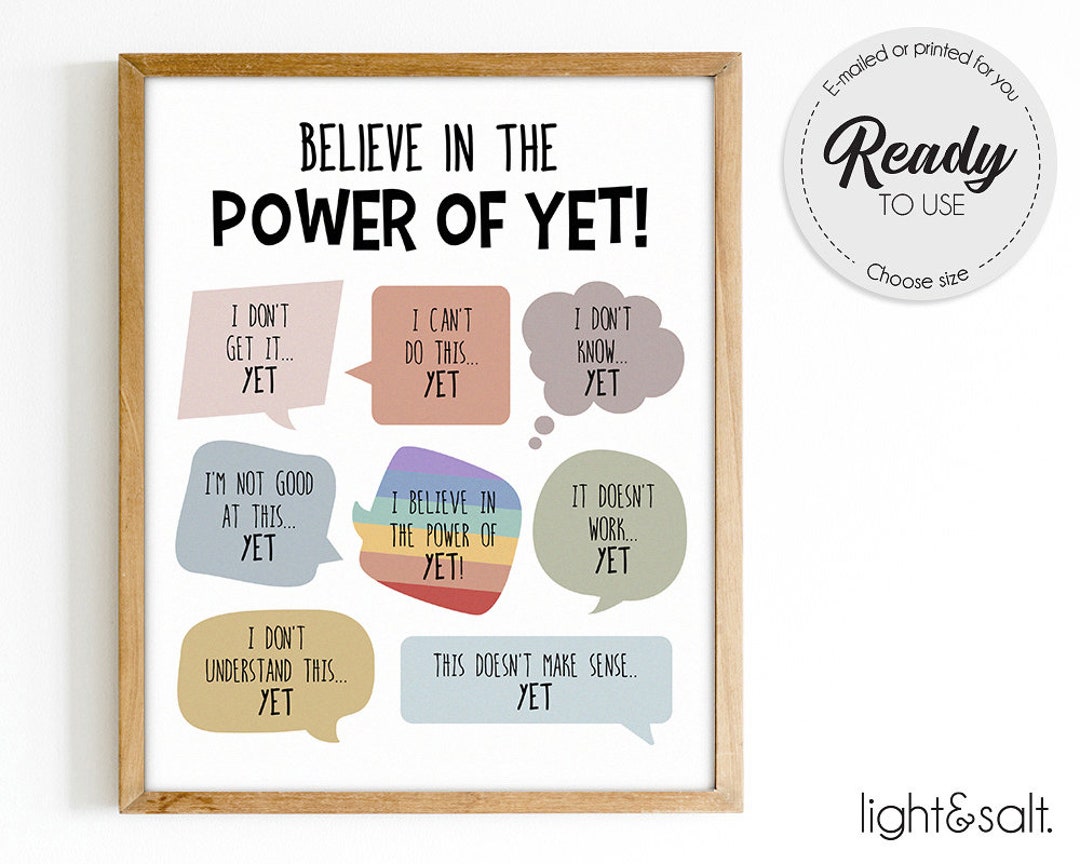 Growth Mindset Poster, Power of Yet, Therapy Office Decor (digital ...