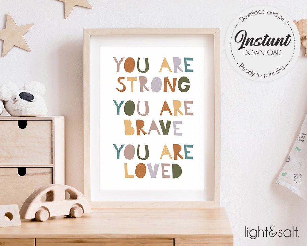 Affirmation Poster, Motivational, You Are Strong, Loved, Brave ...