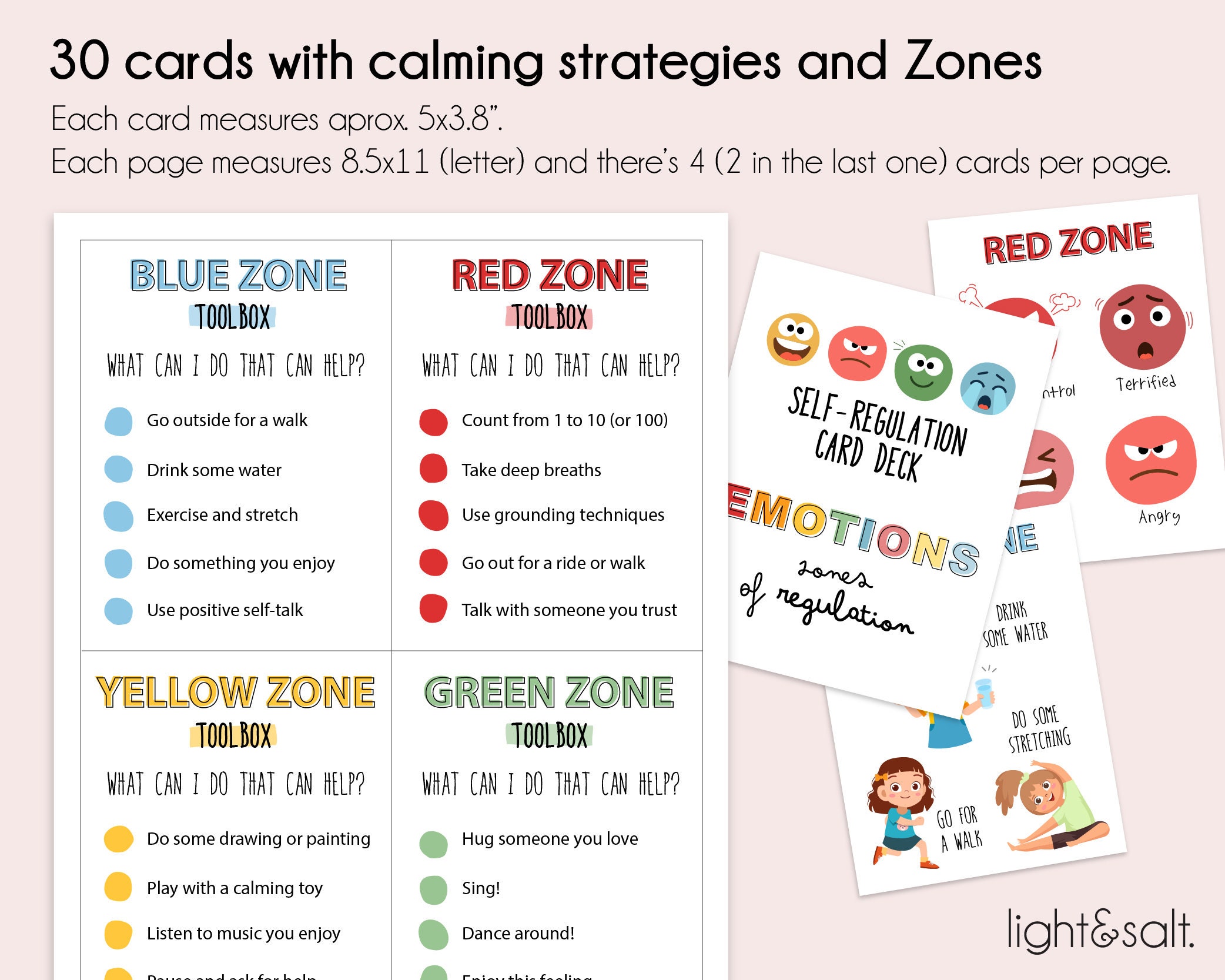 Zones of Regulation Coping Skills Cards Self-regulation - Etsy UK