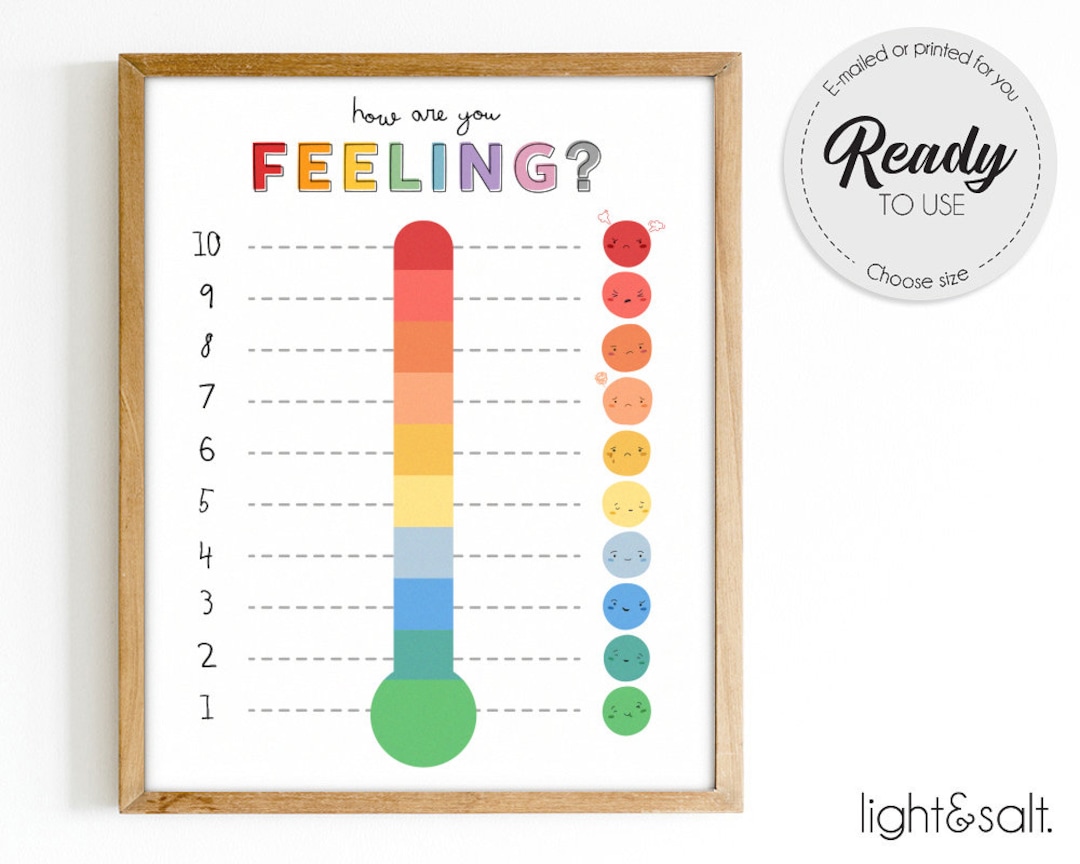 Rainbow Feelings Thermometer, Feelings Poster, Feelings Chart, Self ...