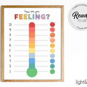 Rainbow Feelings Thermometer, Feelings Poster, Feelings Chart, Self ...