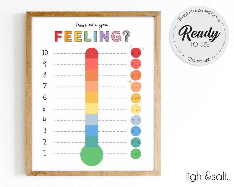 Rainbow Feelings Thermometer, Feelings Poster, Feelings Chart, Self ...