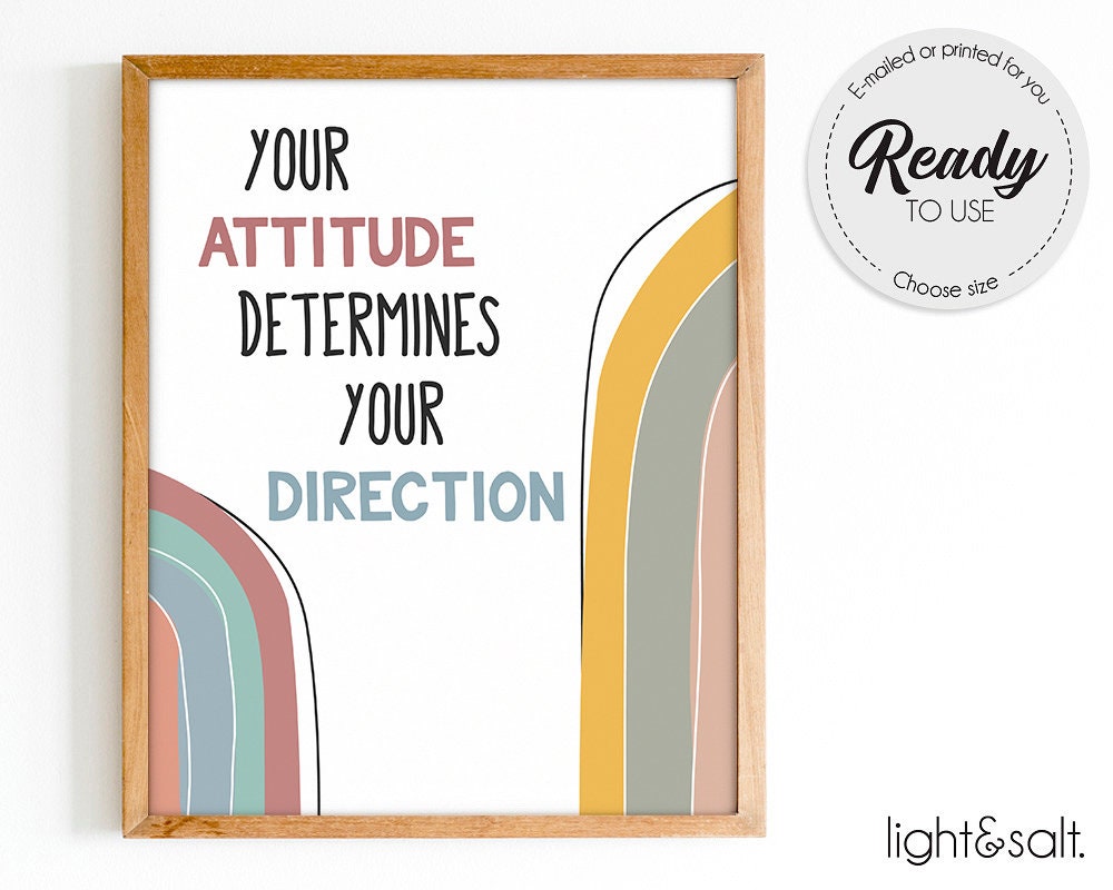 Your Attitude Determines Your Direction, Growth Mindset Poster, Therapy ...