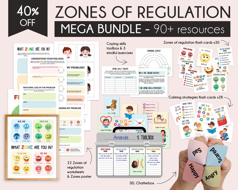 Zones of Regulation Bundle 40% OFF Coping Skills Cards - Etsy