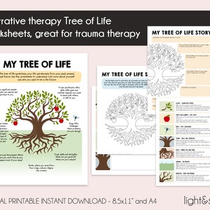Narrative Therapy Tree of Life for Trauma, Trauma Therapy Worksheets ...