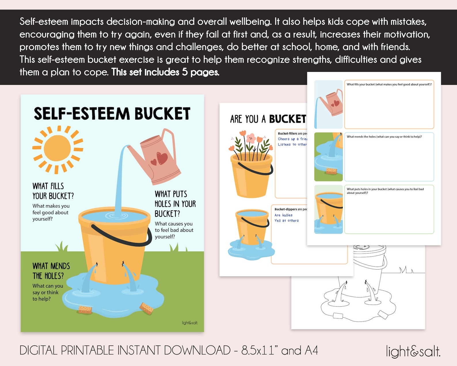 The Self Esteem Bucket, Confidence Activity for Kids, Teen Mental ...