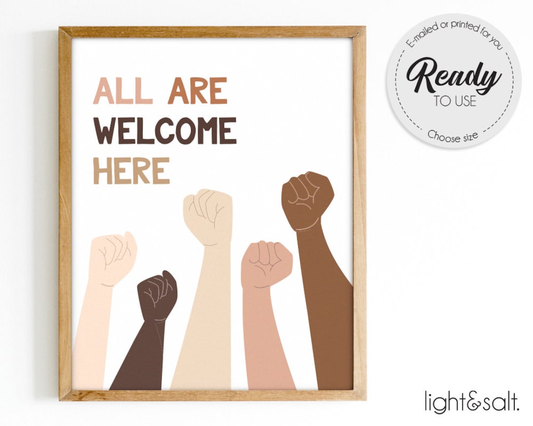 All Are Welcome Here, Stronger Together, Equality Poster, Kindness ...