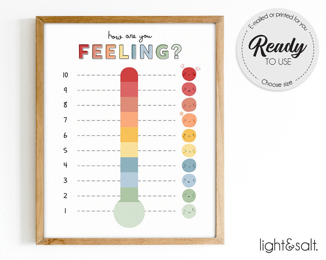 Rainbow Feelings Thermometer Feelings Poster Feelings Chart - Etsy