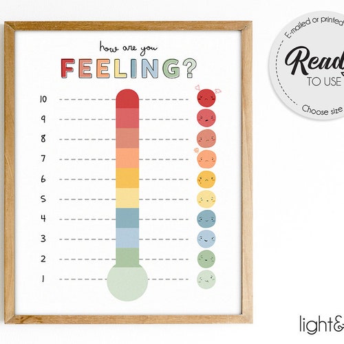 Rainbow Feelings Thermometer Feelings Poster Feelings Chart - Etsy