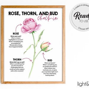 Rose, Thorn and Bud Check-in Poster, Mental Health Poster, Growth ...