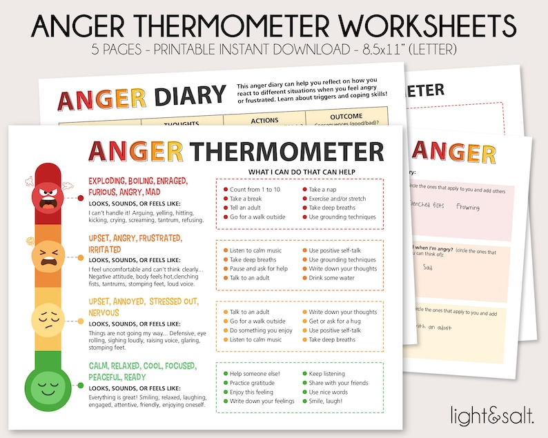 Anger Management Book Coping Skills Anger Thermometer DBT - Etsy