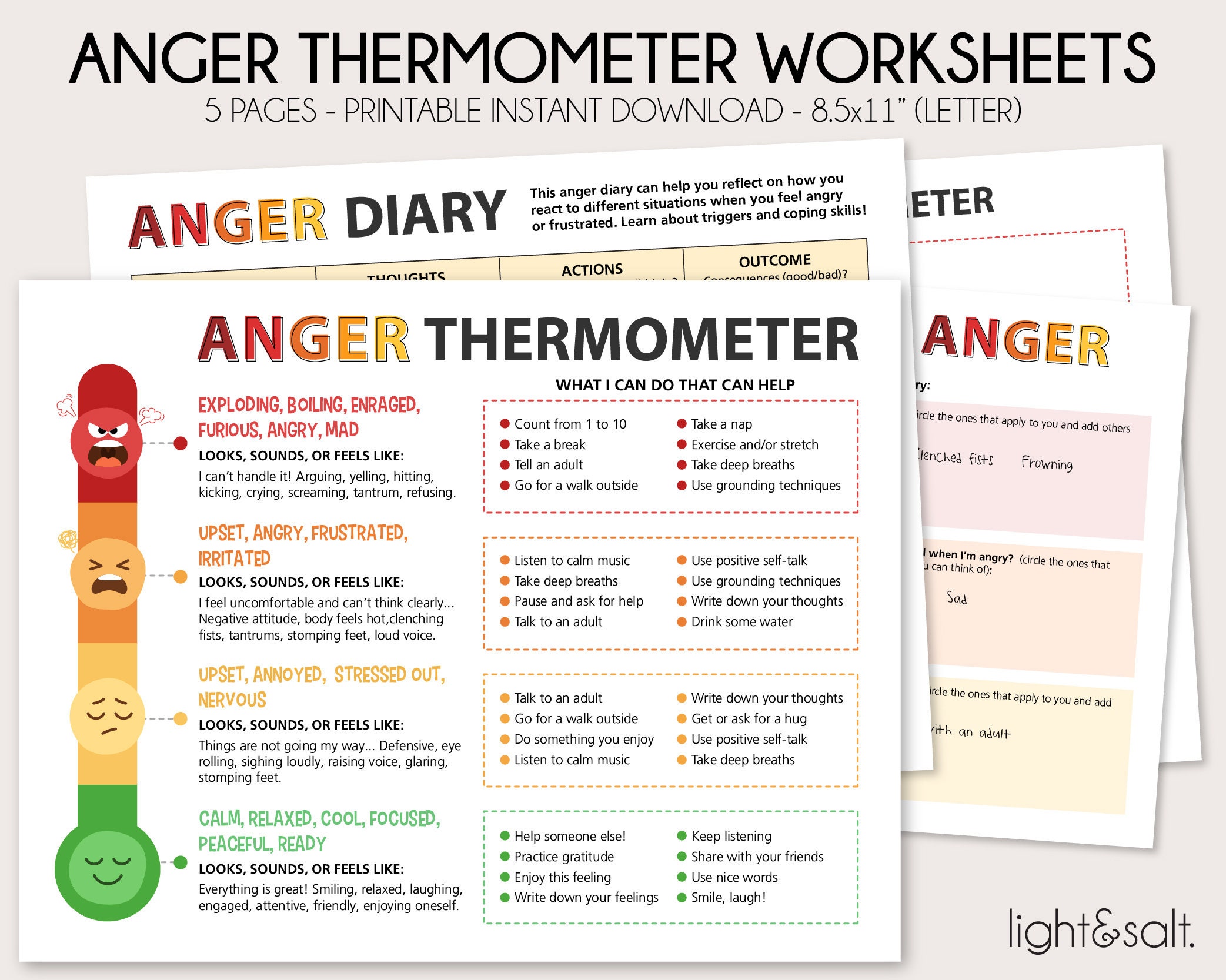 Anger Management Book Coping Skills Anger Thermometer DBT - Etsy UK