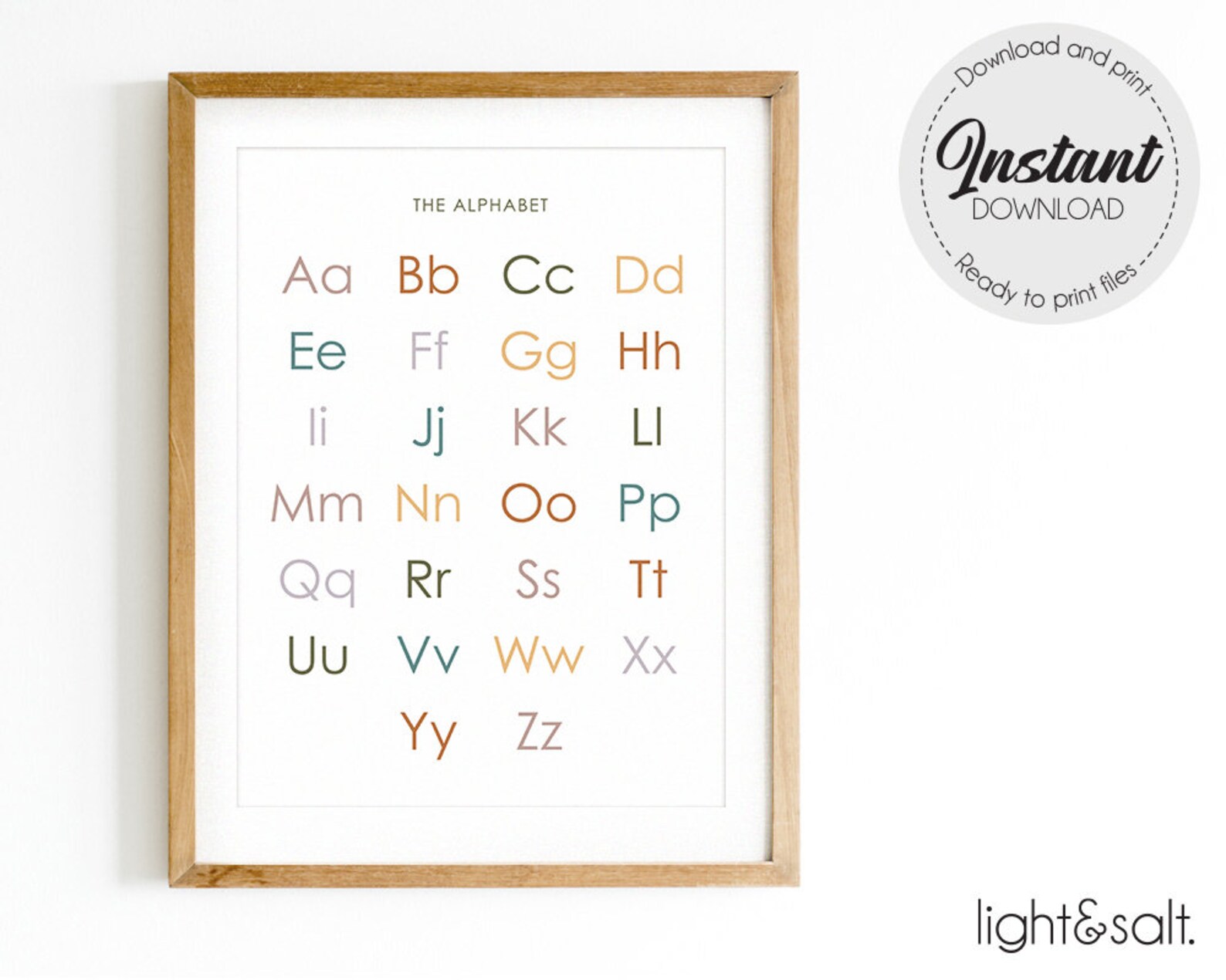 Alphabet Print for Nursery, ABC Wall Art, Alphabet Chart, Rainbow ...