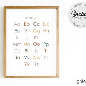 Alphabet Print for Nursery, ABC Wall Art, Alphabet Chart, Rainbow ...