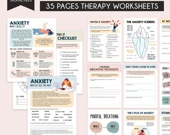 Anxiety Bundle, Anxiety Worksheets, Anxiety Journal, Therapy Worksheets ...