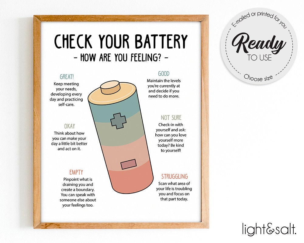 Check Your Battery Poster Feelings Chart Emotions Poster - Etsy Australia