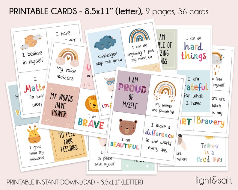 Affirmation Cards for Kids Calm Down Kit Positivity Cards - Etsy