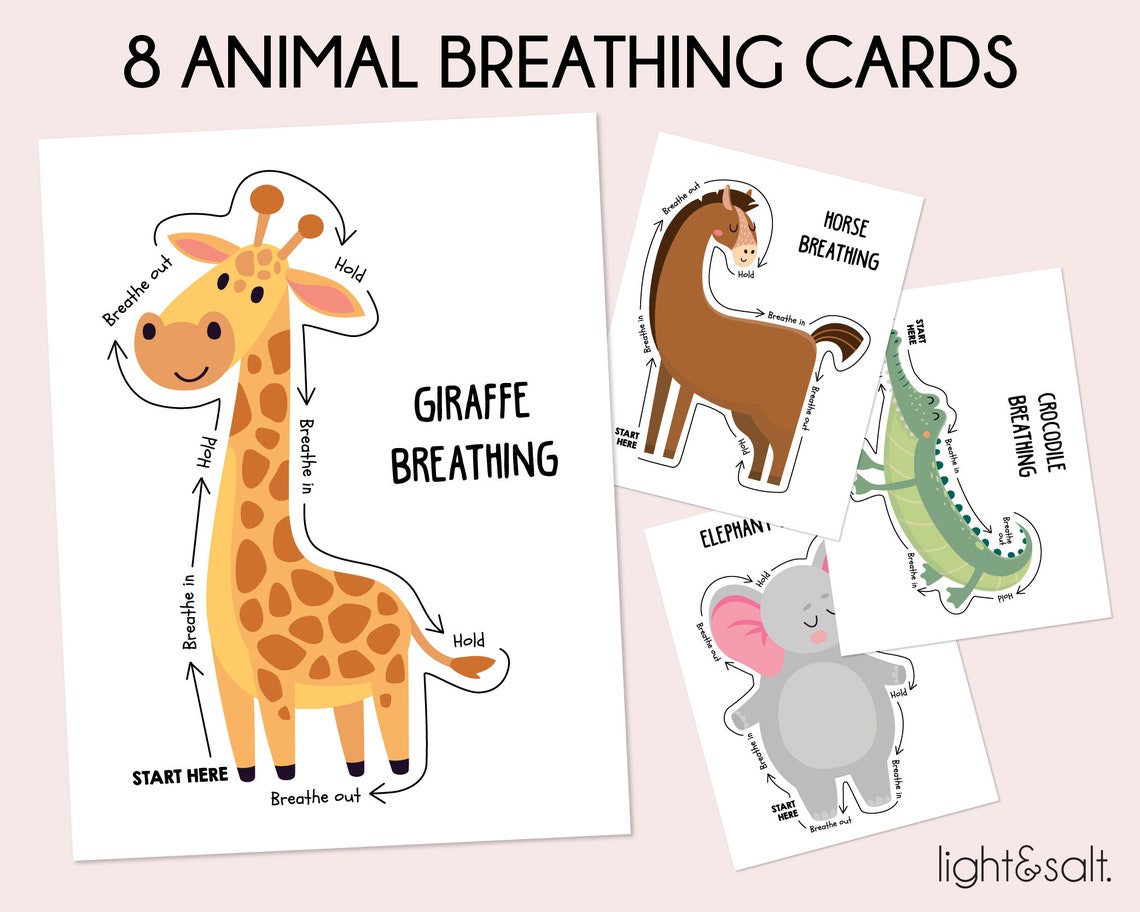 Mindfulness Breathing Exercises Activities for Kids Animal - Etsy
