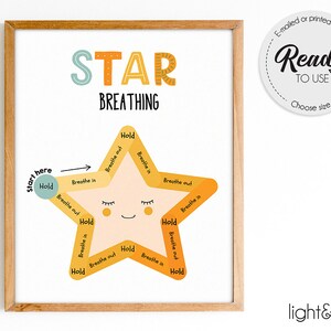 Mindfulness Breathing for Kids, Mental Health Posters Set of 4, Calming ...