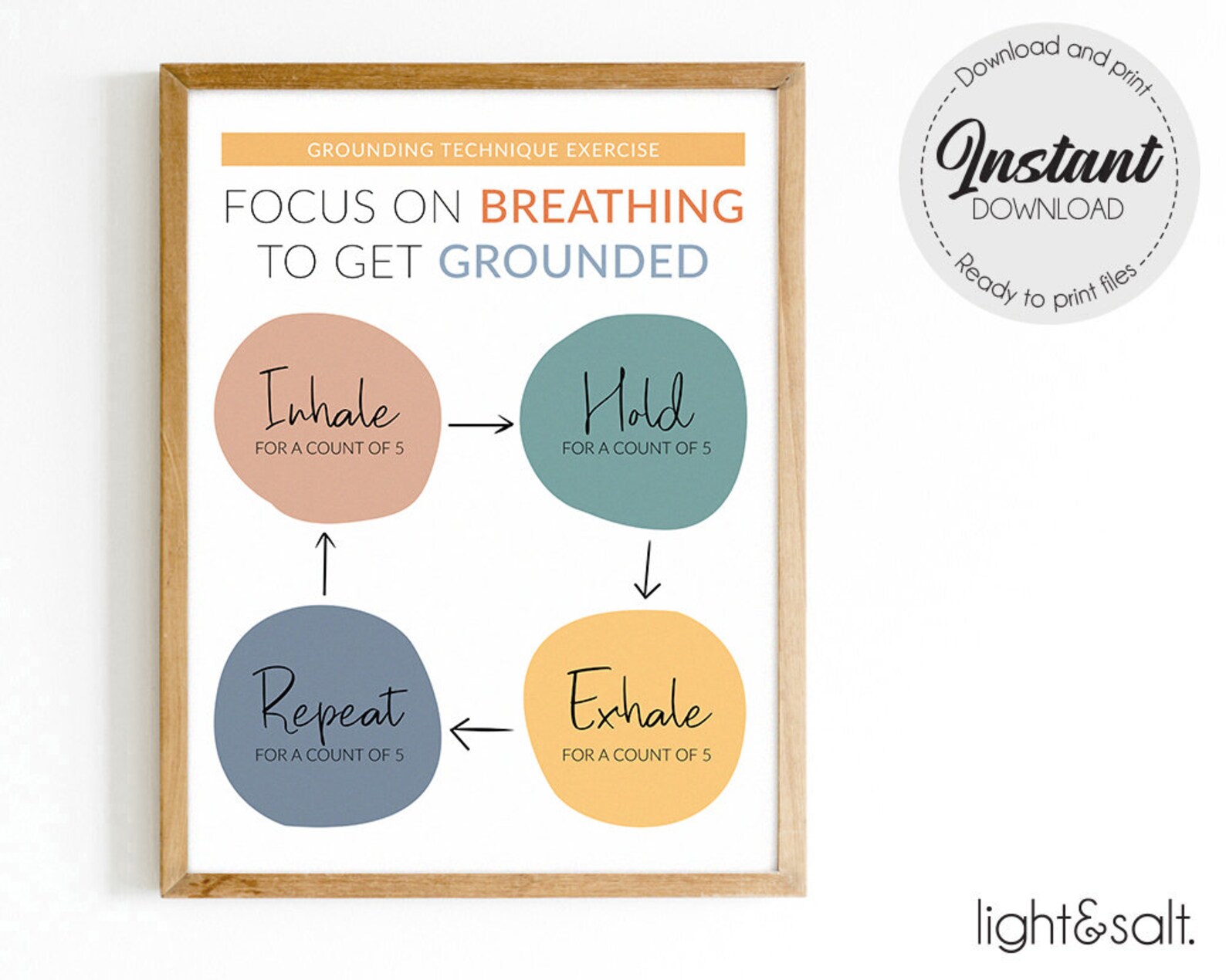 Grounding Technique Breathing Wall Art Help Anxiety Mental - Etsy
