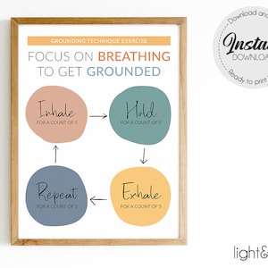Grounding Technique, Breathing, Wall Art, Help Anxiety, Mental Health ...