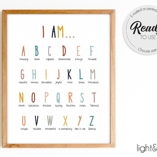 ABC Affirmations Poster Calm Down Corner Mental Health - Etsy