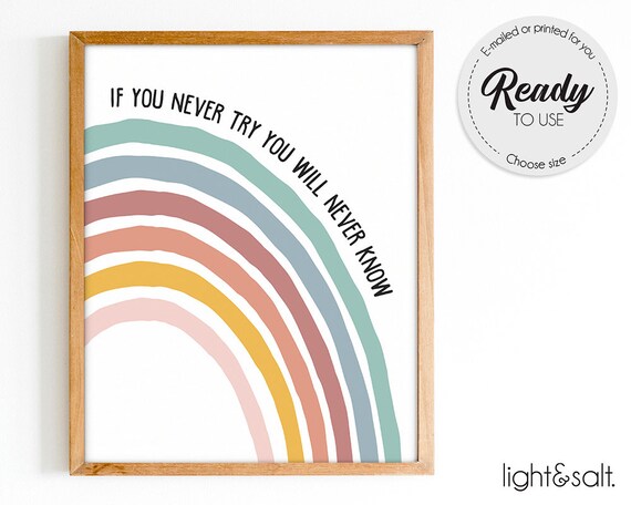 If You Never Try You Will Never Know Growth Mindset Poster - Etsy UK