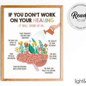 Work on Your Healing Poster, Healing Brain Art, Brain Poster, Therapy ...