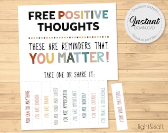 Positive Affirmations Tear off Flyer, Positive Thoughts, Counselor Door ...