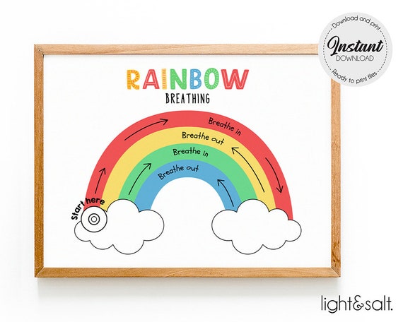 Rainbow Breathing Poster Mindfulness Breathing Calm Down - Etsy Canada