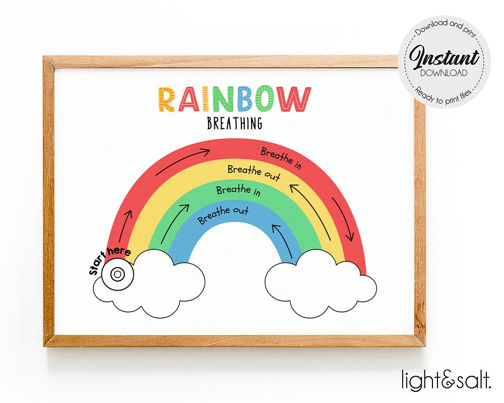Rainbow Breathing Poster Mindfulness Breathing Calm Down - Etsy