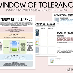 Window of Tolerance Worksheet, Trauma Therapy, Social Emotional ...