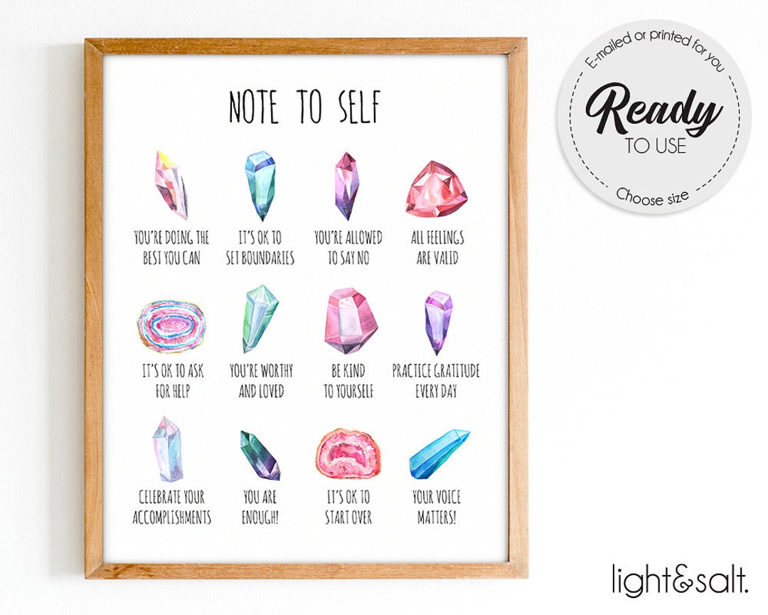 Note to Self Poster, Self Care Poster, Daily Check-in, Mindfulness ...