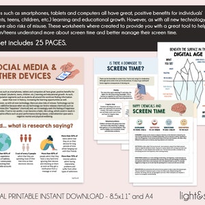 Screen Time Addiction Worksheets, Kids Therapy, iPad Addiction, Screen ...