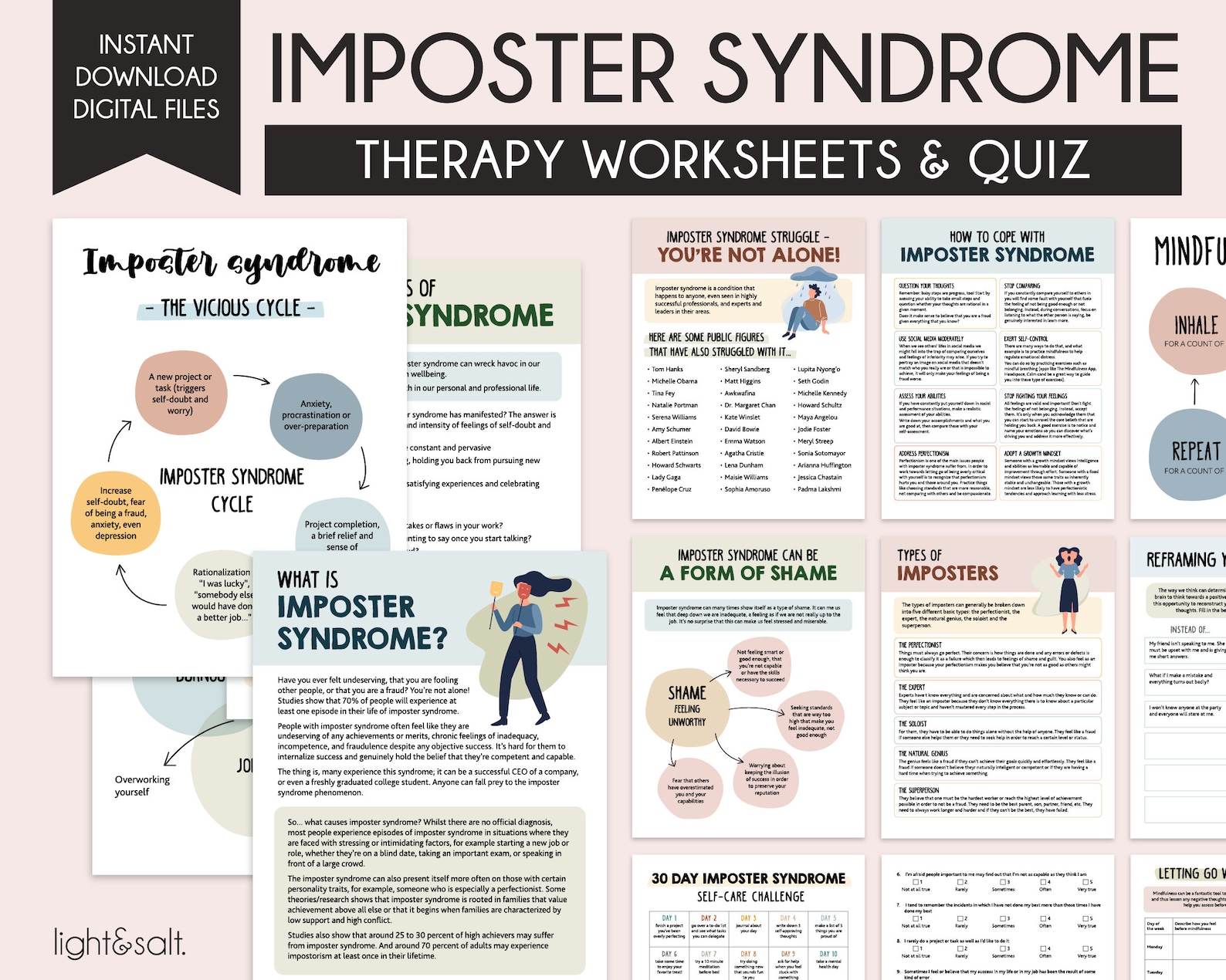 Imposter Syndrome Worksheets, Self Sabotage Workbook, Inner Critic ...