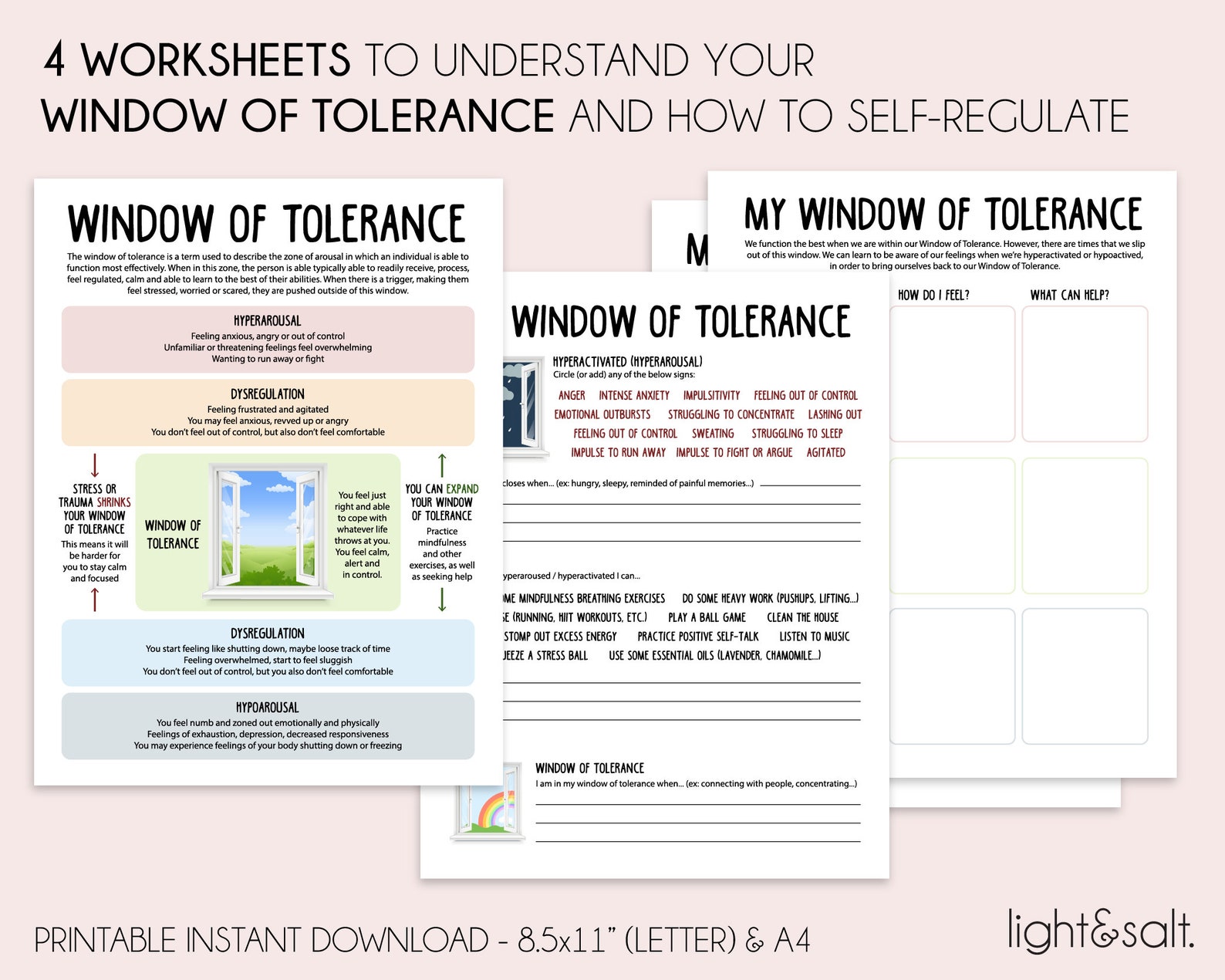 Window of Tolerance Worksheet Trauma Therapy Social - Etsy