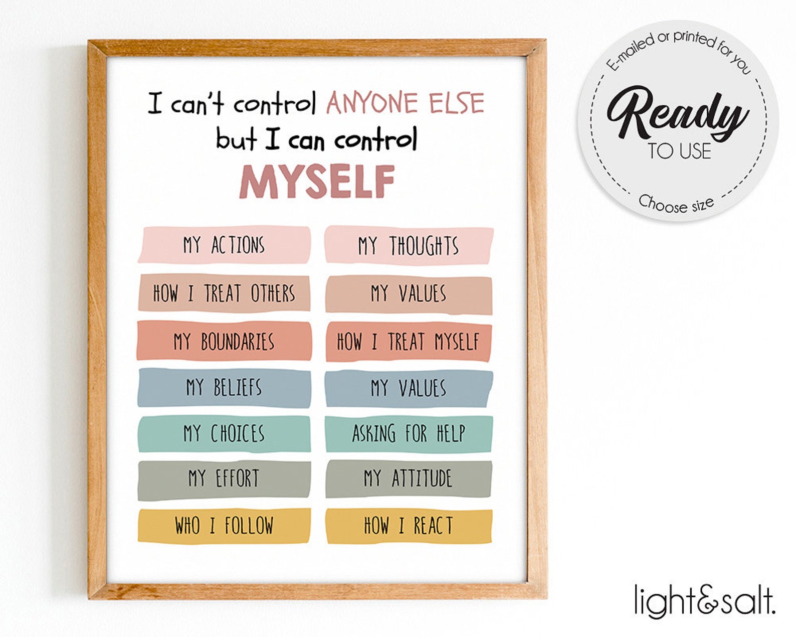 Things I Can Control Poster Mental Health Therapy Counseling - Etsy