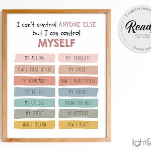 Things I Can Control Poster, Mental Health, Therapy Counseling Wall Art ...
