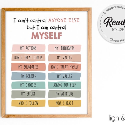 Things I Can Control Poster Mental Health Therapy Counseling - Etsy