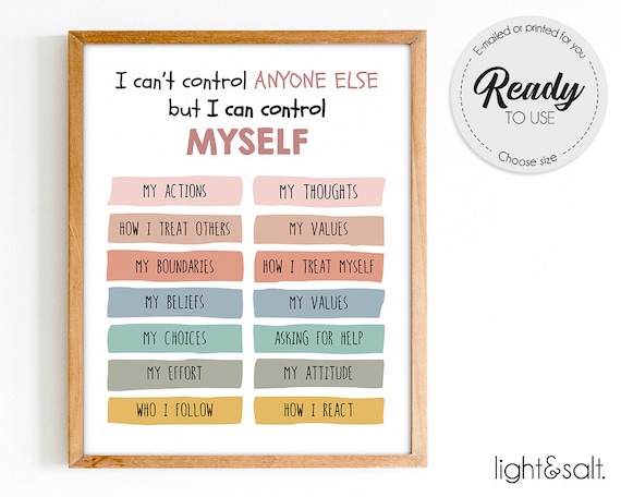 Things I Can Control Poster Mental Health Therapy Counseling - Etsy