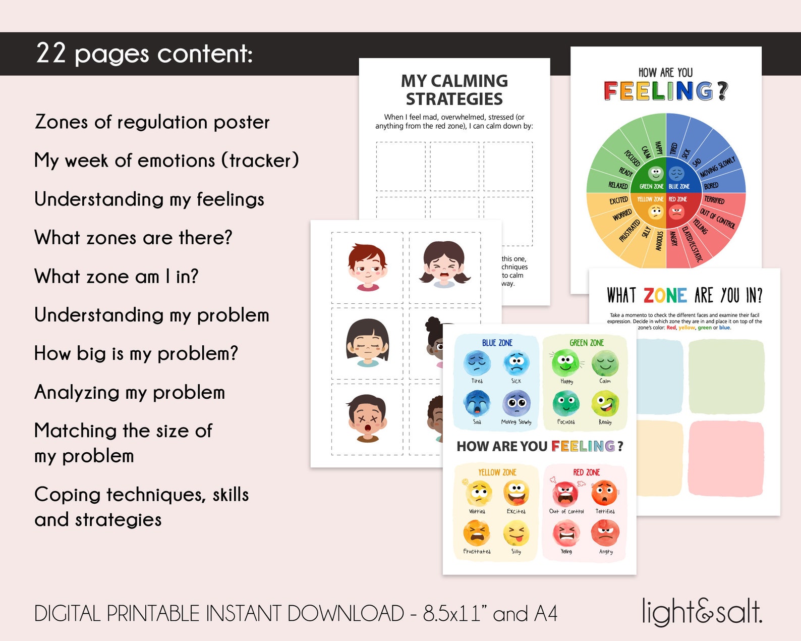 Zones Of Regulation Bundle 40 Off Coping Skills Cards Etsy