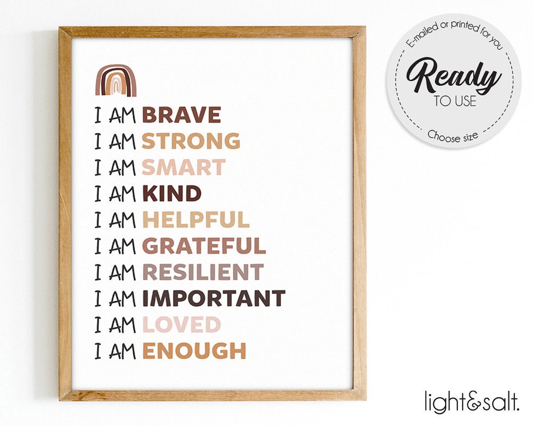 Positive Affirmations Poster Print, You Are Brave, Self Esteem ...