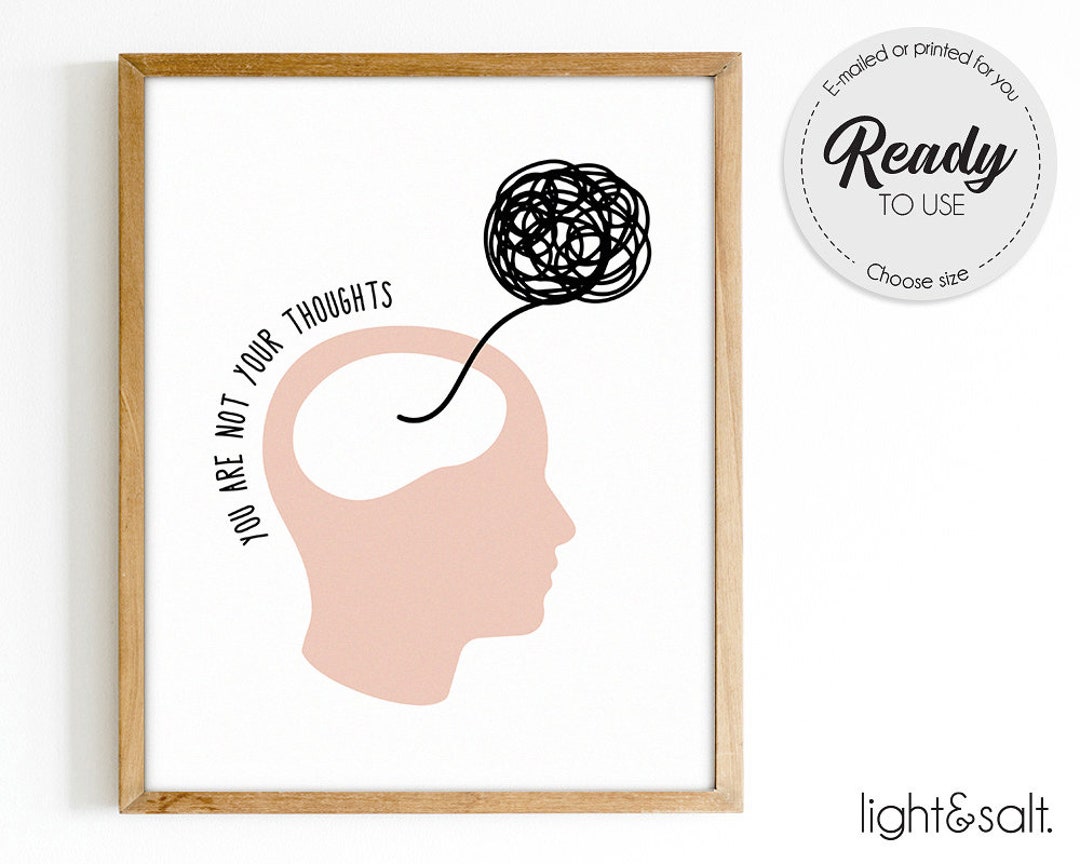 You Are Not Your Thoughts, Mental Health Poster, Therapist Office Decor ...