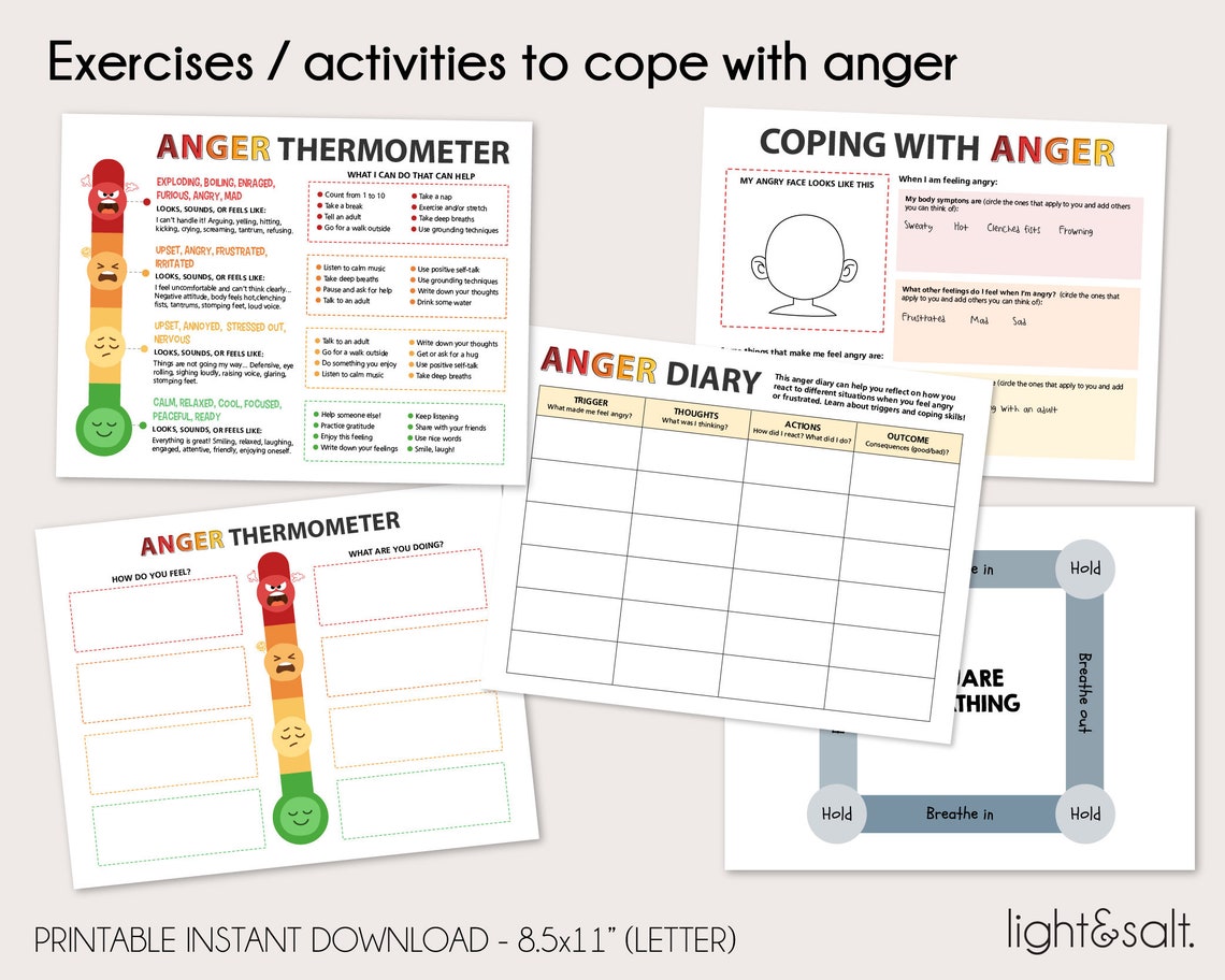 Anger Management Book, Coping Skills, Anger Thermometer, DBT, Therapy ...