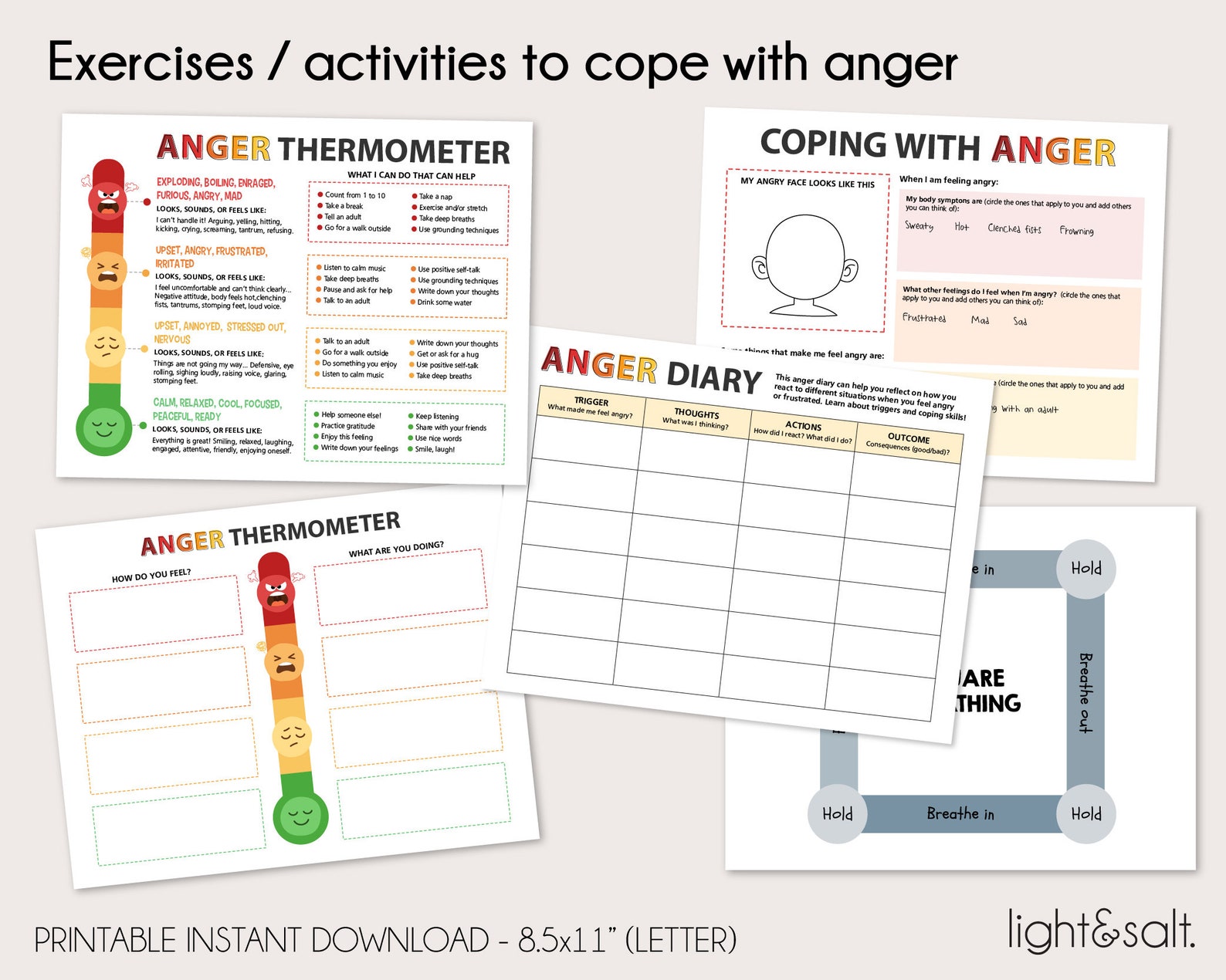 Anger Management Book Coping Skills Anger Thermometer DBT - Etsy