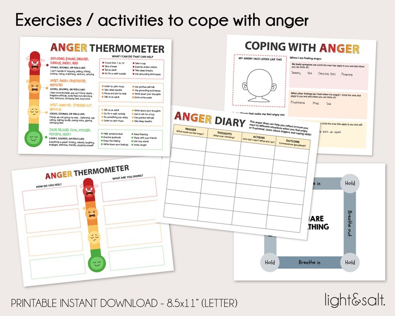 Anger Management Book Coping Skills Anger Thermometer DBT - Etsy