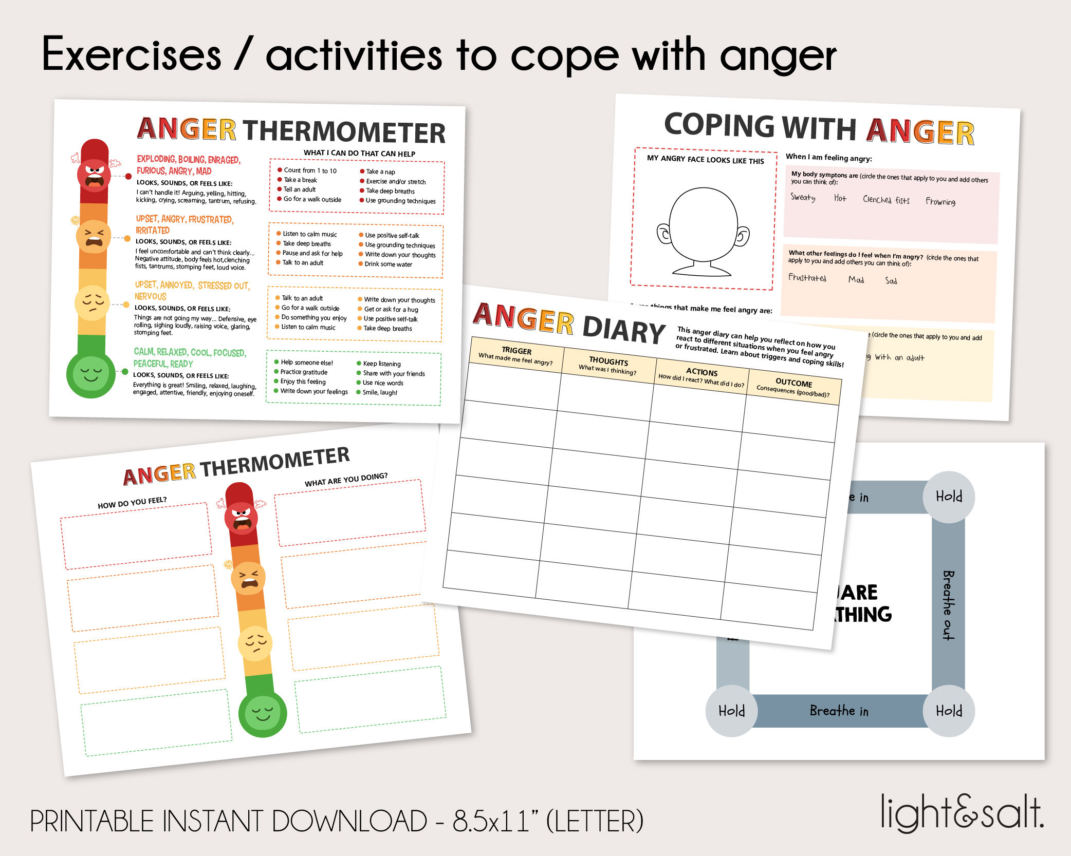 Anger Management Book Coping Skills Anger Thermometer DBT - Etsy