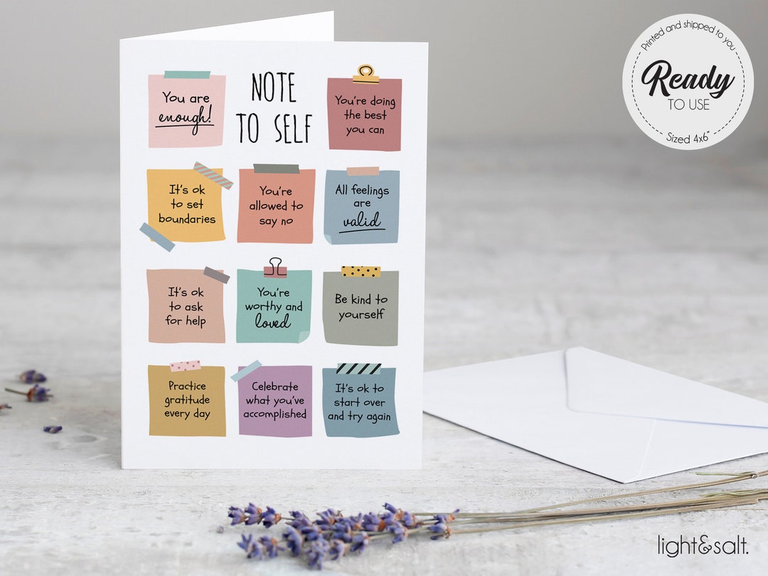Note to Self, Greeting Card, Get Better Soon, It's Ok, School Counselor ...