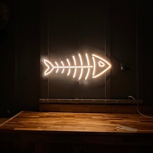 Skeleton Fish Neon, Fish Skeleton Sign, Fishing Neon Sign, Fish Neon ...