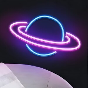 Planet Neon Sign, Saturn Neon Sign, Planet Led Sign, Space Neon Sign ...